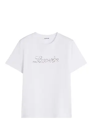 LANVIN Sequinned-logo T-shirt - White