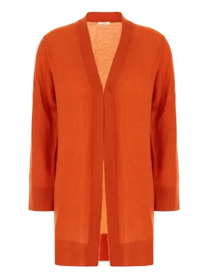 Malo Fine-knit Open-front Cardigan-coat - Orange