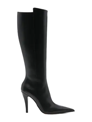 Alexander McQueen 105mm Birdee Leather Boots - Black