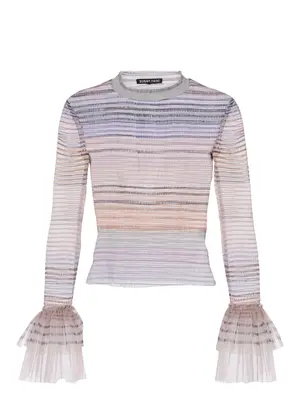 SUSAN FANG Printed Sheer Tulle Top - Multicoloured
