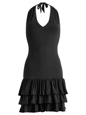 PEACHY DEN Kylie Halter Mini Dress - Graphite