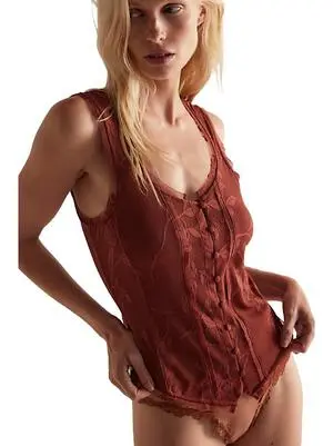 Free People Before Daylight Corset Cami Spiced Rum