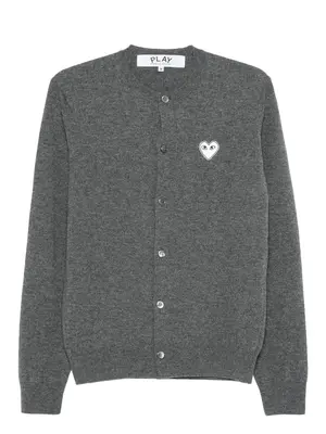 Play Comme Des Garcon Logo-patch Cardigan - Grey