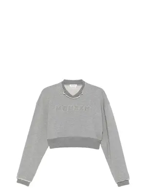 Alexander McQueen Logo-lettering Cropped Sweatshirt - Grey
