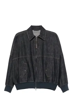 Brunello Cucinelli Denim Bomber Jacket - Blue