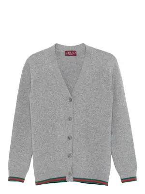 Gucci Web-stripe Cardigan - Grey