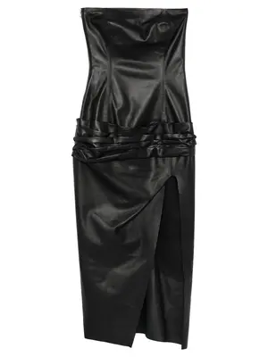 Attico Leather Midi Dress - Black