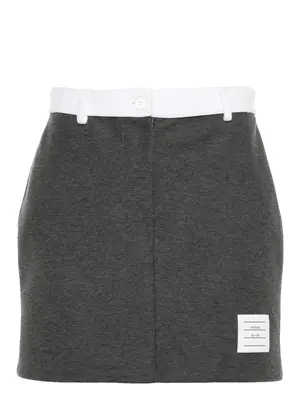 Thom Browne Thom Browne Logo-Patch Mini Skirt Grey