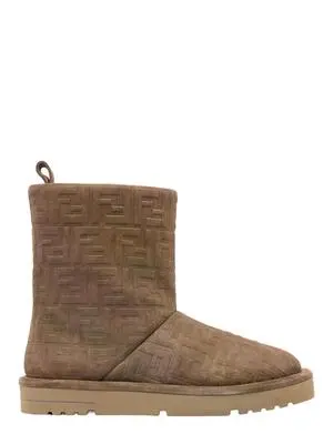 Fendi FENDI FF Jacquard Boots Neutrals