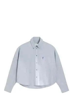 Ami Button-down Cropped Shirt - Blue