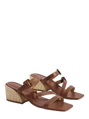 Marion Parke Cleo Leather Sandal - Luggage Raffia