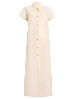 Khaite Effy Shirt Dress Natural