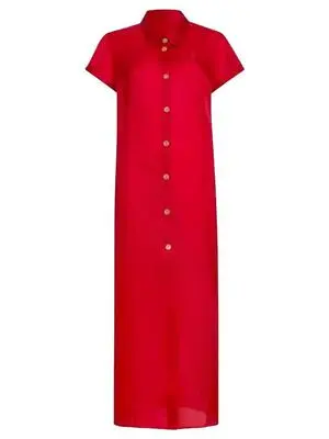 Khaite Effy Shirt Dress Raspberry