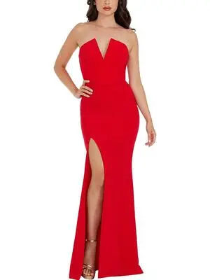 Dress The Population Dress The Population Fernanda V Wire Bodycon Gown Rouge