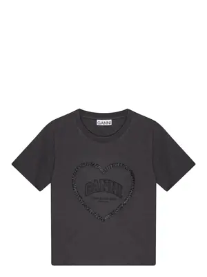 GANNI Heart-motif T-shirt - Grey