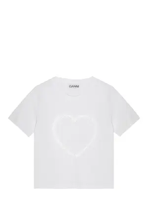 GANNI Heart-appliqué T-shirt - White