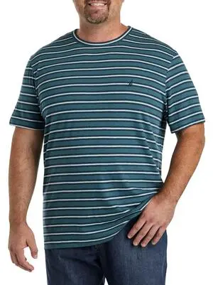 NAUTICA Big & Tall Striped Crewneck T-shirt - Deep Atlantic