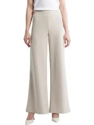 Ming Wang Ming Wang Deco Crepe Wide Leg Pants Limestone