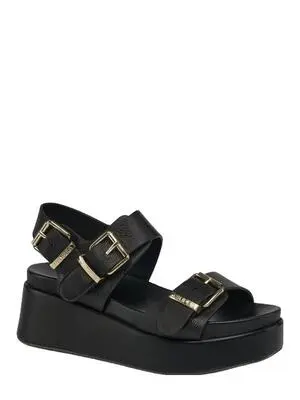 J/SLIDES NYC Brooke Platform Wedge Sandals - Black