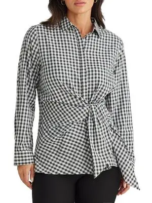 BRAVE+TRUE Nova Long Sleeve Check Print Shirt - Black