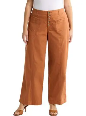 Wit & Wisdom Ab'solution Skyrise Wide Leg Twill Pants - Desert Bronze