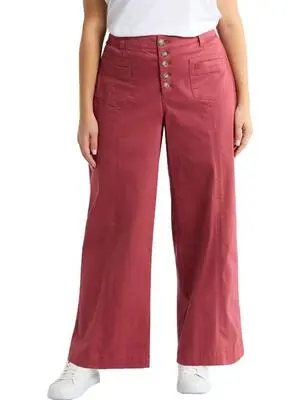 Wit & Wisdom Ab'solution Skyrise Wide Leg Twill Pants - Spiced Tea