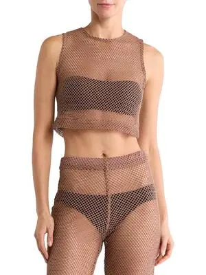 BOAMAR BOAMAR Filua Mesh Crop Top Coffee