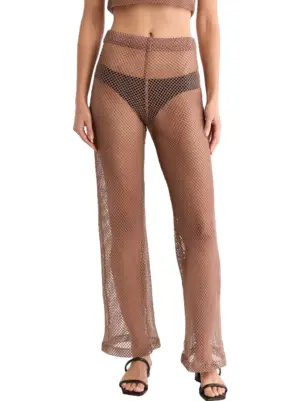 BOAMAR Atalaya Mesh Wide Leg Cover-up Pants - Coffee