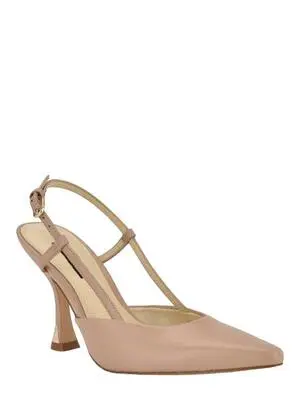 Nine West Vassa Pointed Toe Slingback Pumps - Light Natural