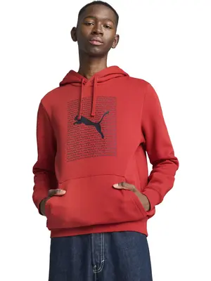 PUMA Essentials Logo Lab Fleece Hoodie Red
