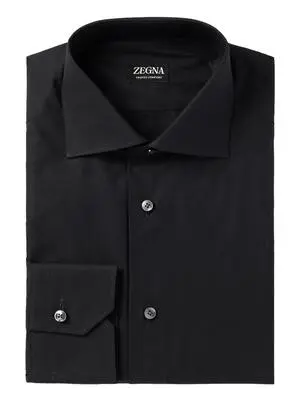 Zegna Trofeo Cotton-poplin Shirt - Black