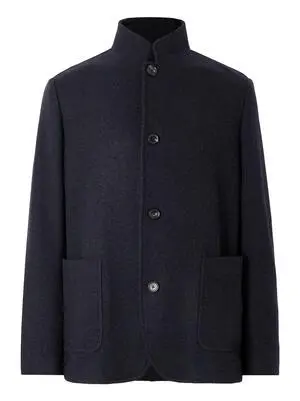 Loro Piana Spagna Nehru-collar Unstructured Cashmere-blend Jersey Suit Jacket - Blue