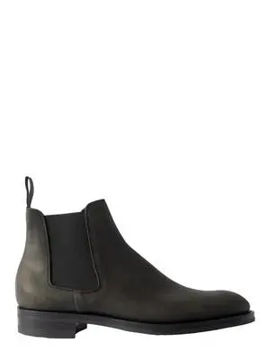 EDWARD GREEN Govan Waxed-suede Chelsea Boots - Gray
