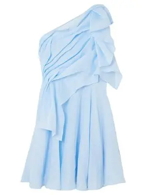Aje Genesis One-shoulder Ruffled Mini Dress - Blue
