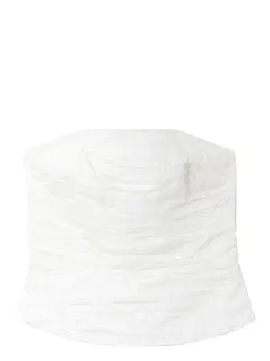 Aje Sunbeam Strapless Ruched Top - Ivory