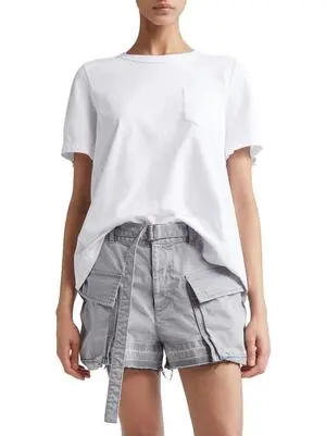 Sacai Sacai Mixed Media Poplin And Jersey Top White/ Off White 104