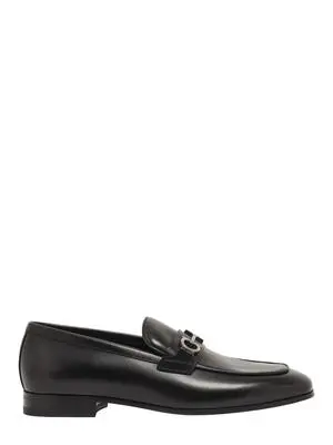 FERRAGAMO Gancini Leather Loafers - Black