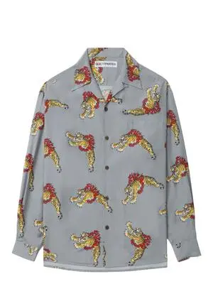 WACKO MARIA X Tim Lehi Tiger-print Shirt - Grey