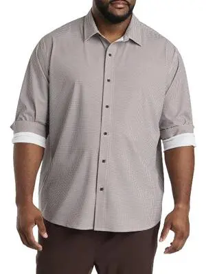 SOCIETY OF ONE BY DXL Big & Tall Houndstooth Performance Sport Shirt - Brown