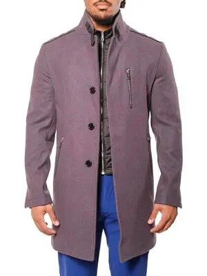 MACEOO Maceoo Car Coat With Quilted Bib Blue