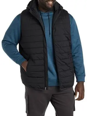 SOCIETY OF ONE BY DXL Big & Tall Hooded Puffer Vest - Black