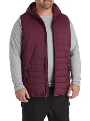 SOCIETY OF ONE BY DXL Big & Tall Hooded Puffer Vest - Burgundy
