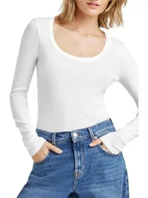 Splendid Faye Scoop Neck Long Sleeve T-shirt - White