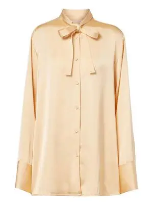 JIL SANDER Bow-detail Satin Blouse - Beige