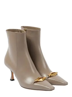 JIMMY CHOO Ryker 70 Leather Ankle Boots - Beige