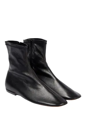 Dries Van Noten Glove Leather Ankle Boots - Black