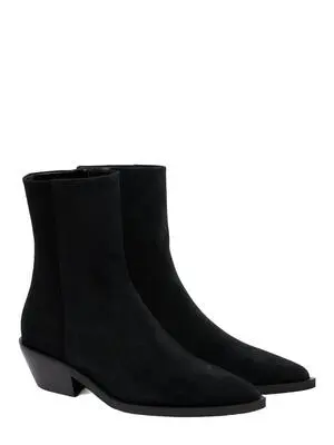 A.emery Hudson Suede Zip Up Ankle Boots - Black