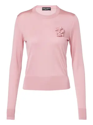 Dolce & Gabbana Floral-appliqué Sweater - Pink