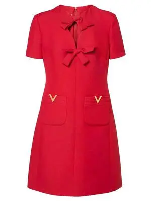 Valentino Garavani Crepe Couture Minidress With Bow Detail - Red
