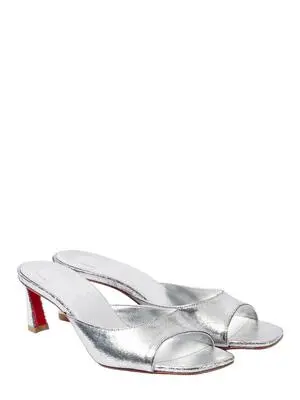CHRISTIAN LOUBOUTIN Condora 55 Metallic Mules - Silver
